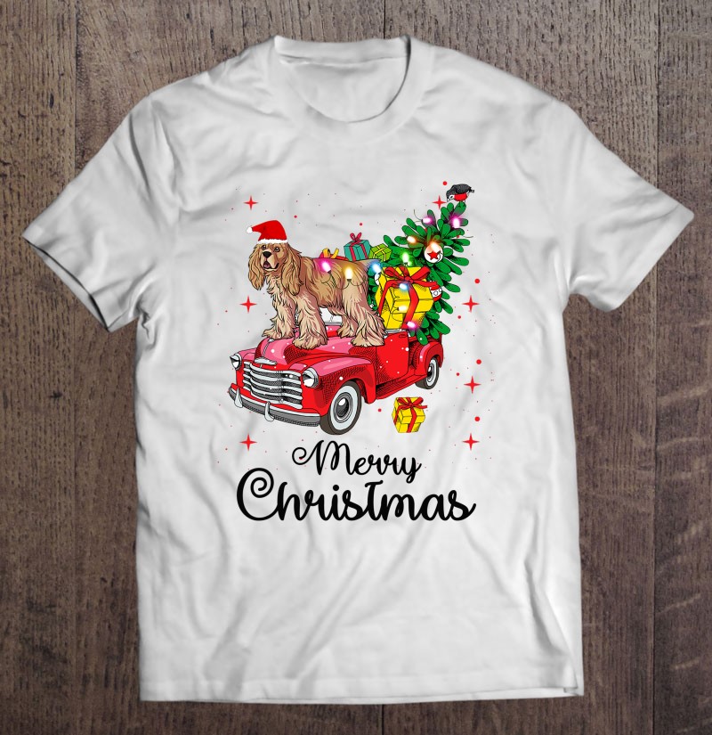 Cocker Spaniel Rides Red Truck Christmas Pajama - Hersmiles