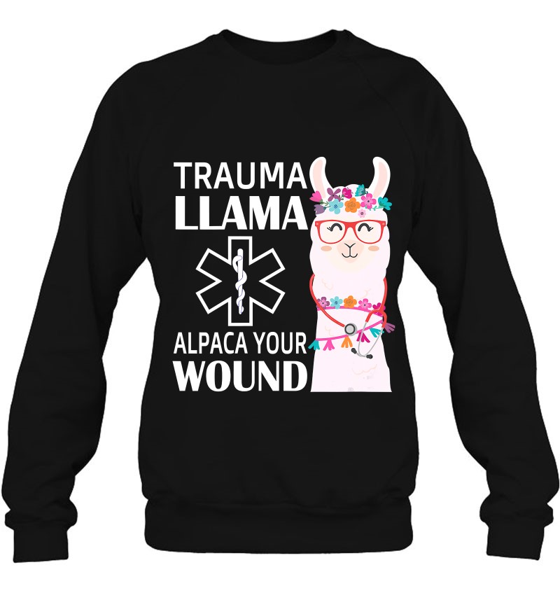 Womens Trauma Llama Alpaca Your Wound Ems Nurse Gift V Neck - Hersmiles